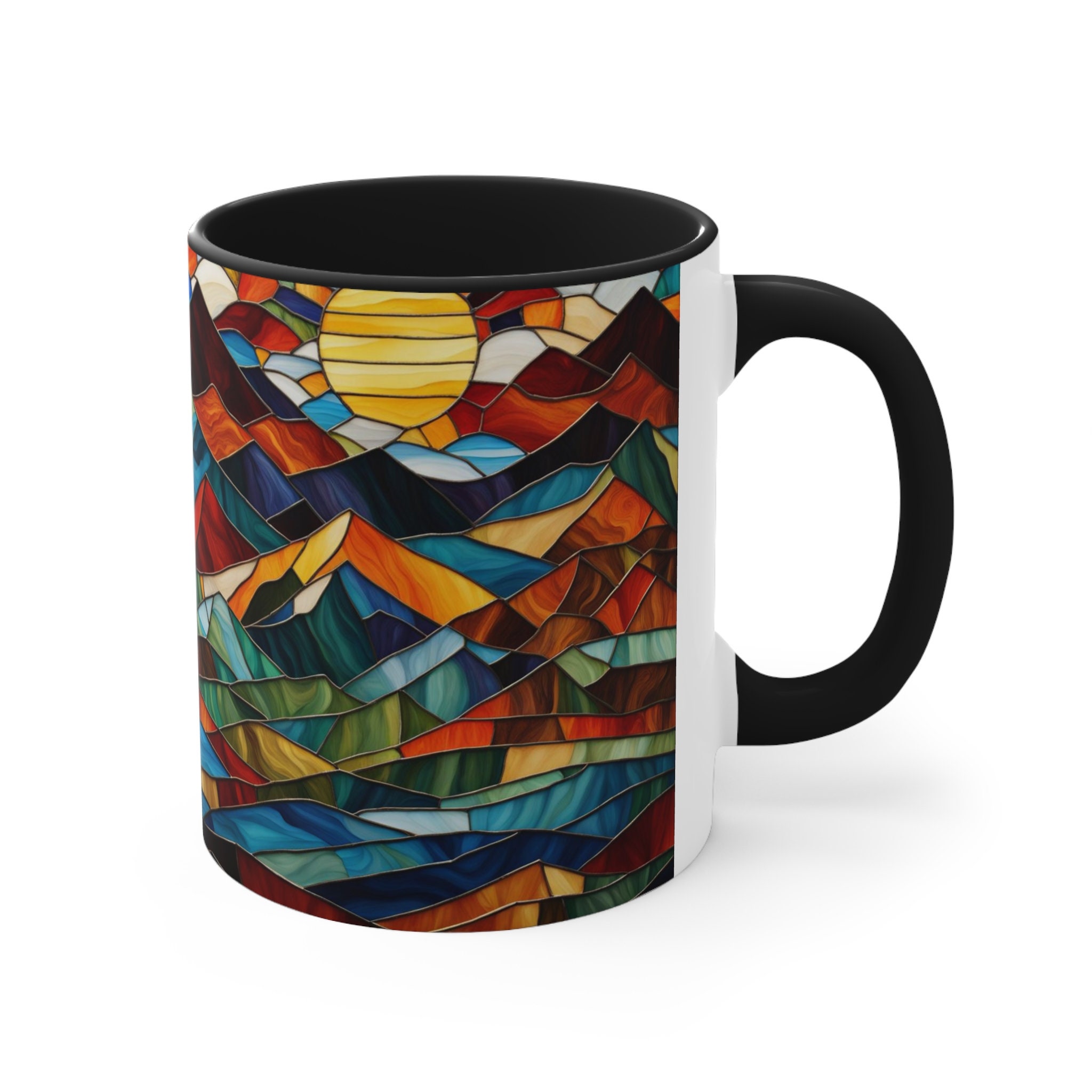 Stained Glass Mountain Mug, Nature Mug, Colorful Coffee Mug, Stained ...