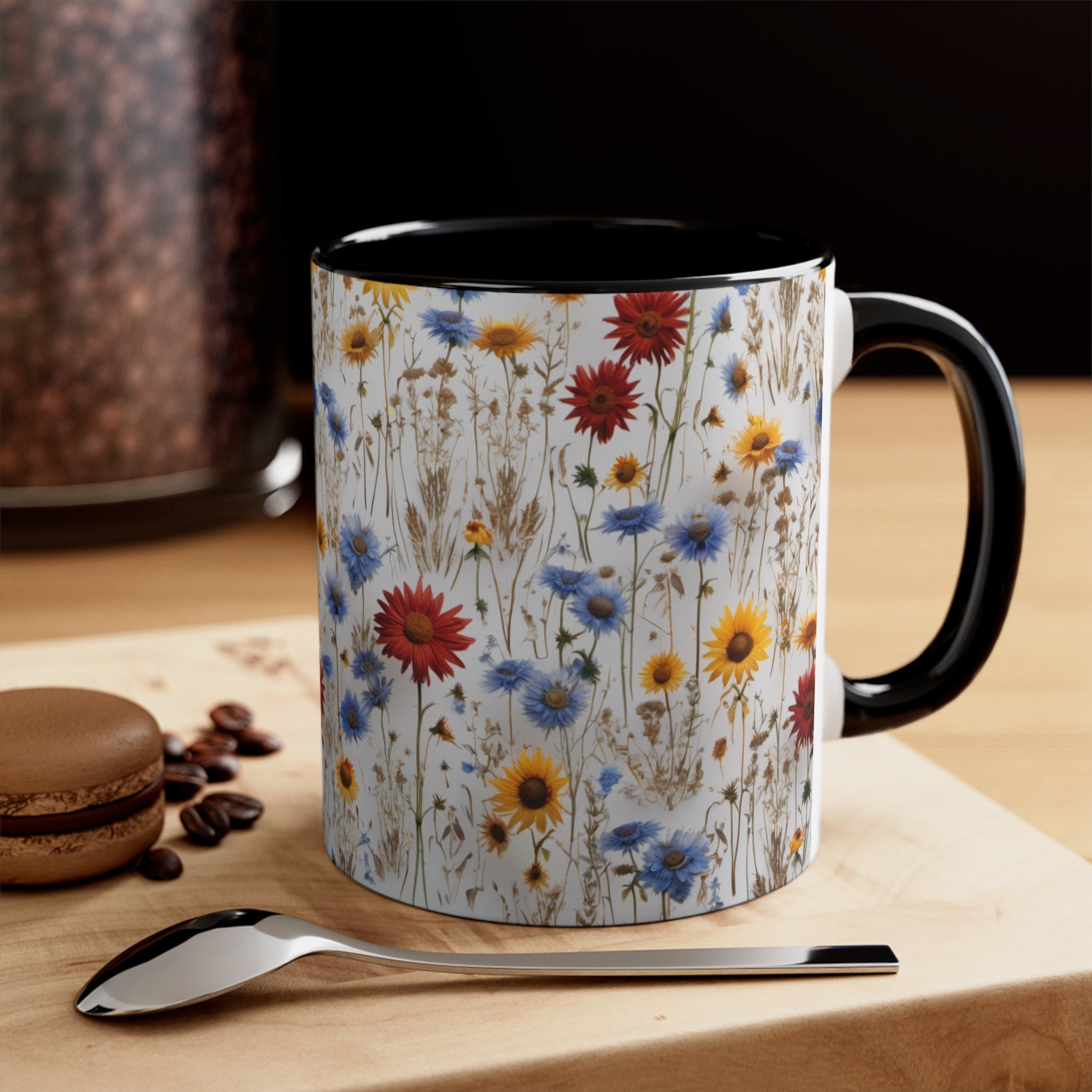 Pressed Flower Coffee Mug, Boho Flower Mug, Boho Wildflower Mug, Boho ...