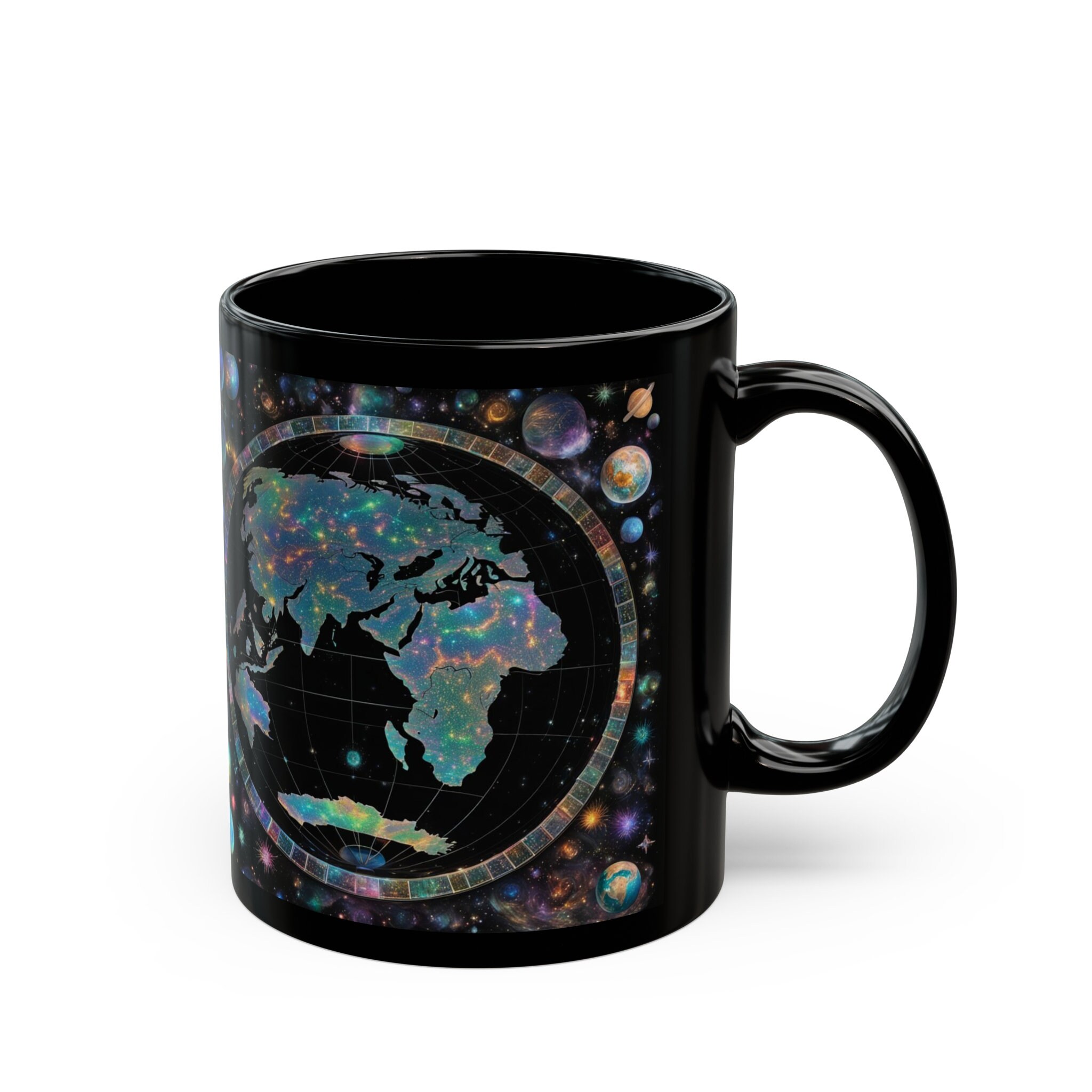 World Atlas Coffee Mug, Cosmic Mug, World Coffee Mug, Black Coffee Mug ...
