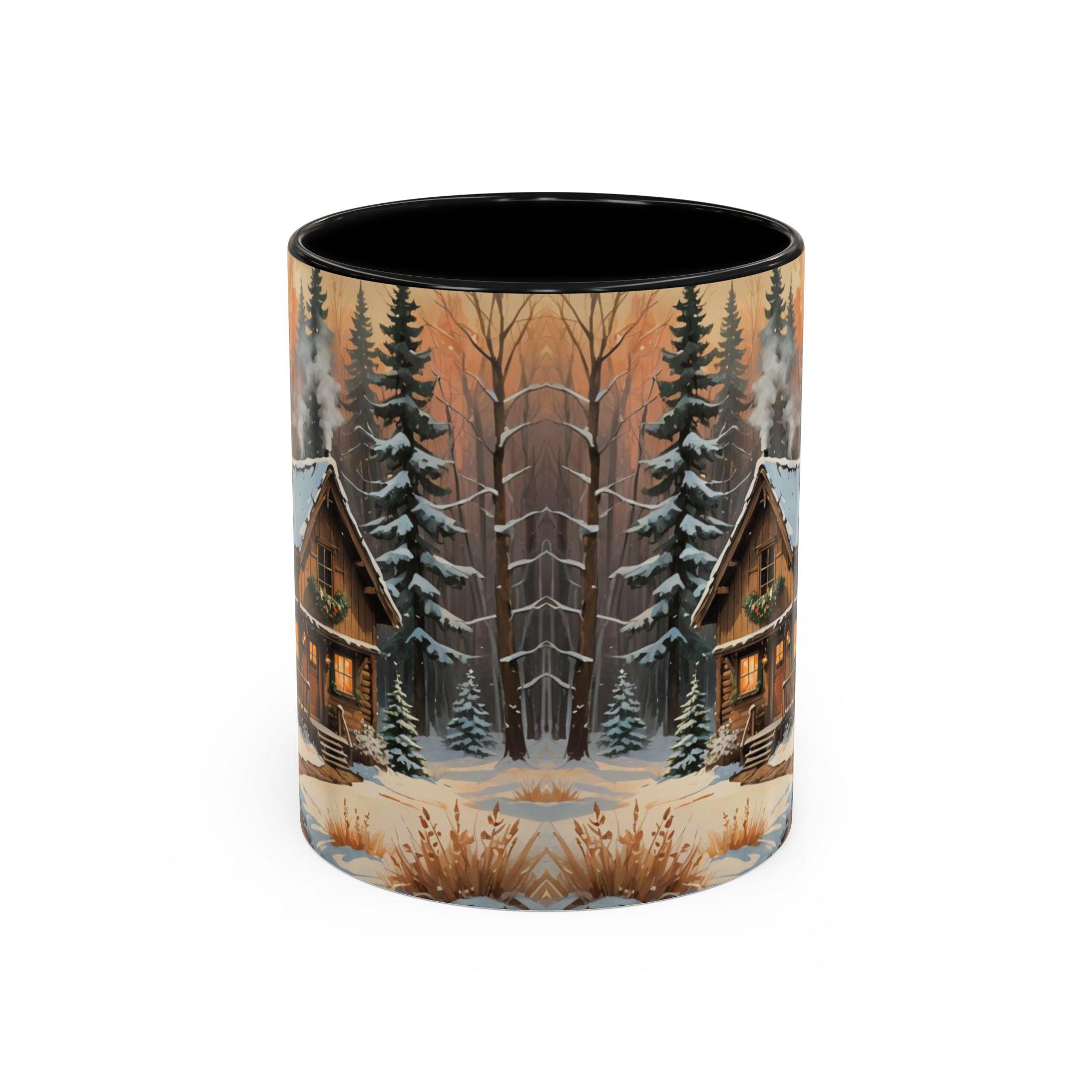 Cozy Cabin in the Woods Mug - Charming Snowy Cabin Coffee Mug, Cabin ...