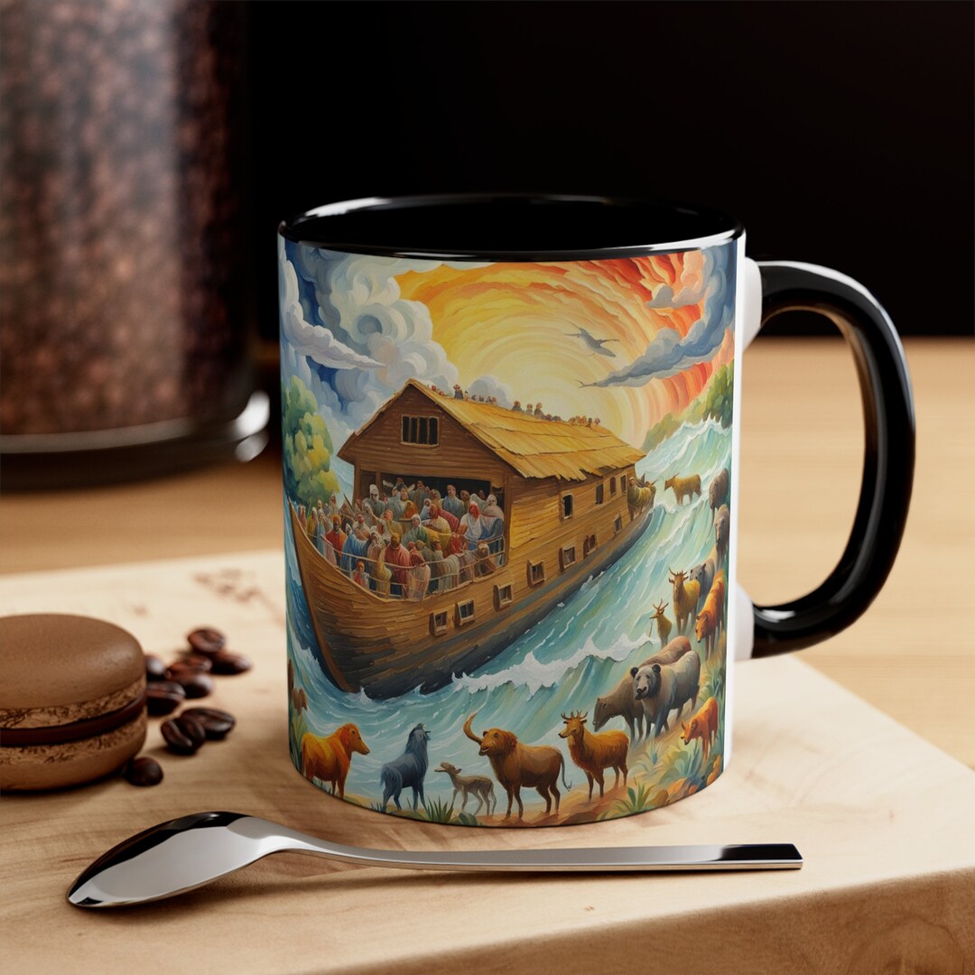 Bible Coffee Mug, Bible Mug, Noah's Ark Gift, Bible Scene Mug, Bible ...