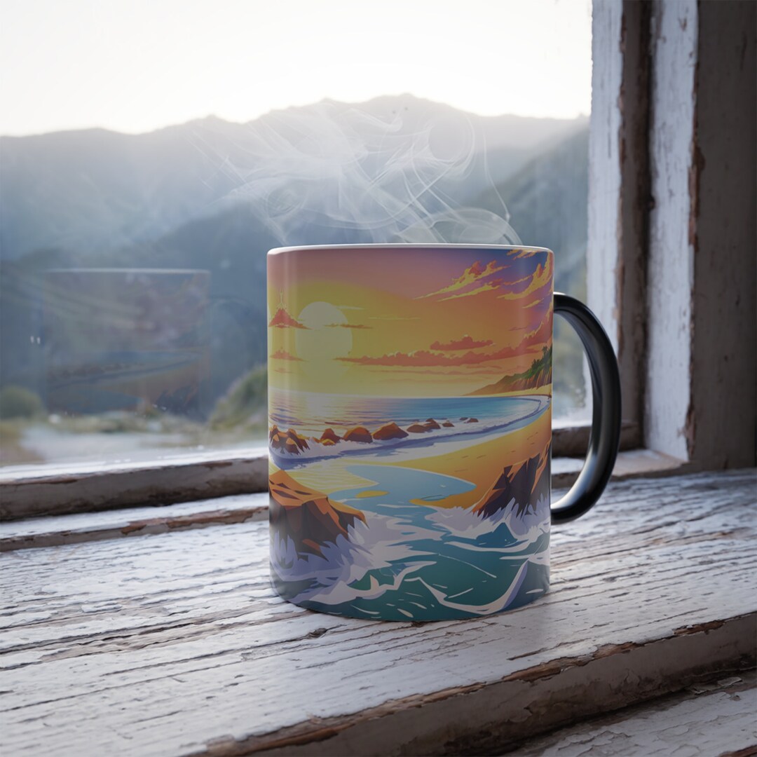 Beach Mug, Coastal Coffee Mug, Heat Sensitive Mug, Color Changing Mug ...
