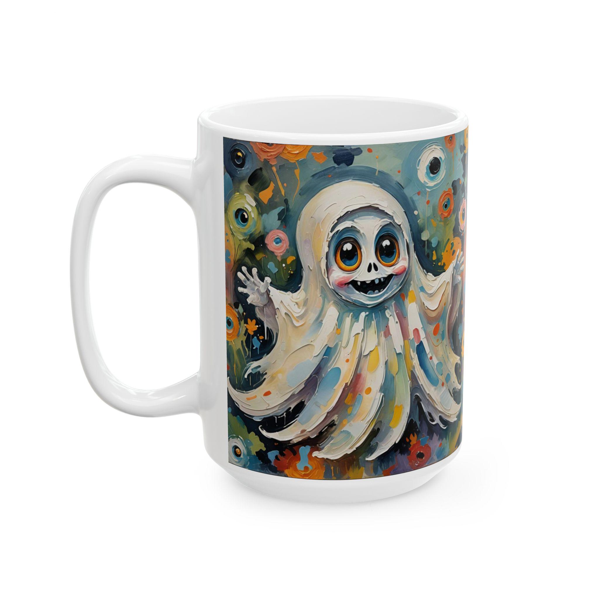 Friendly Ghost Coffee Mug - Spooky Halloween Ghost Coffee Mug, Spooky ...