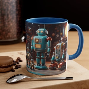 1950s Retro Style Toy Robot Family Coffee Mug, Retro Coffee Mug, Retro ...