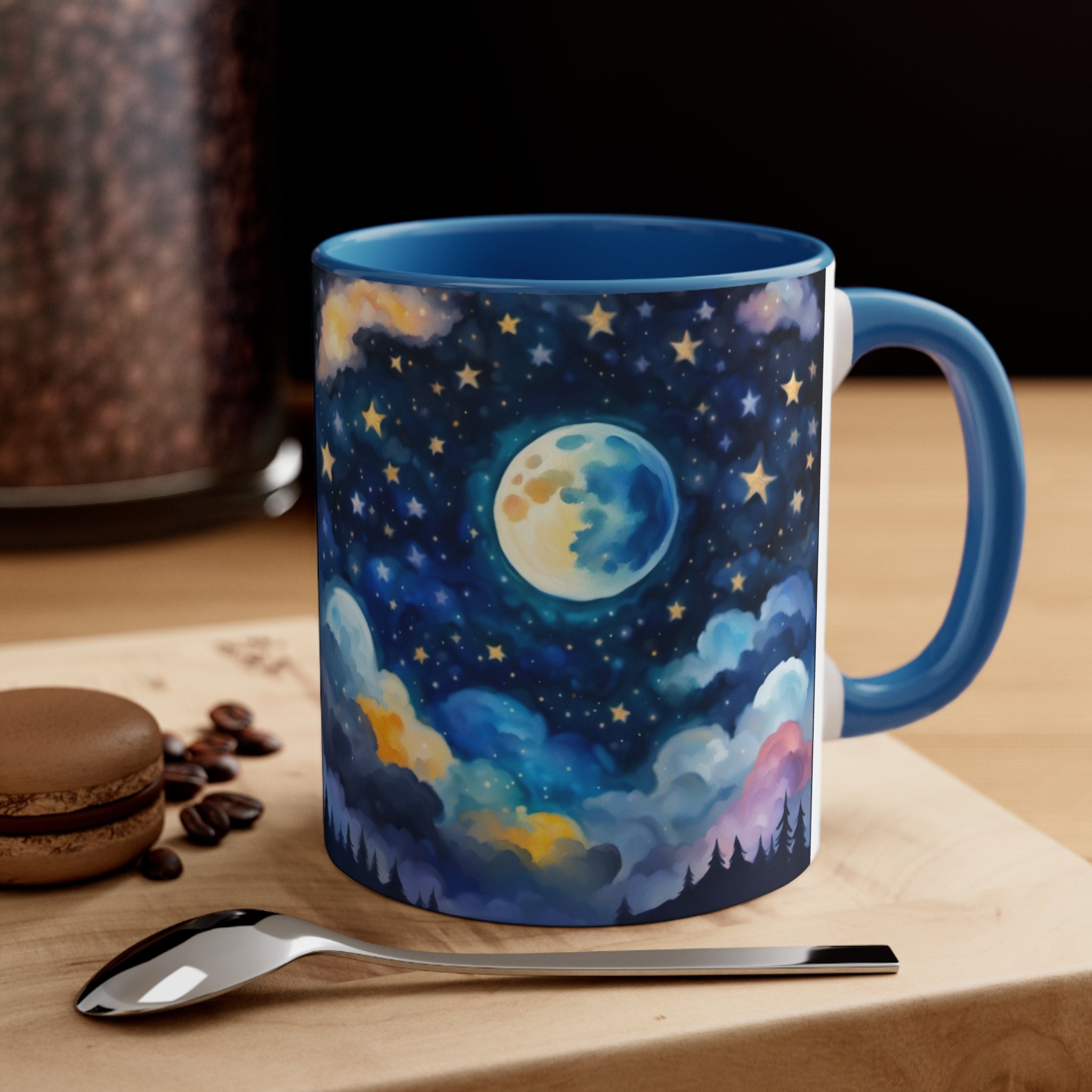 Moon and Stars Coffee Mug, Moon and Stars Mug, Moon Coffee Mug, Stars ...
