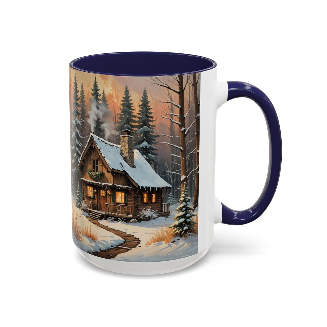 Cozy Cabin in the Woods Mug - Charming Snowy Cabin Coffee Mug, Cabin ...