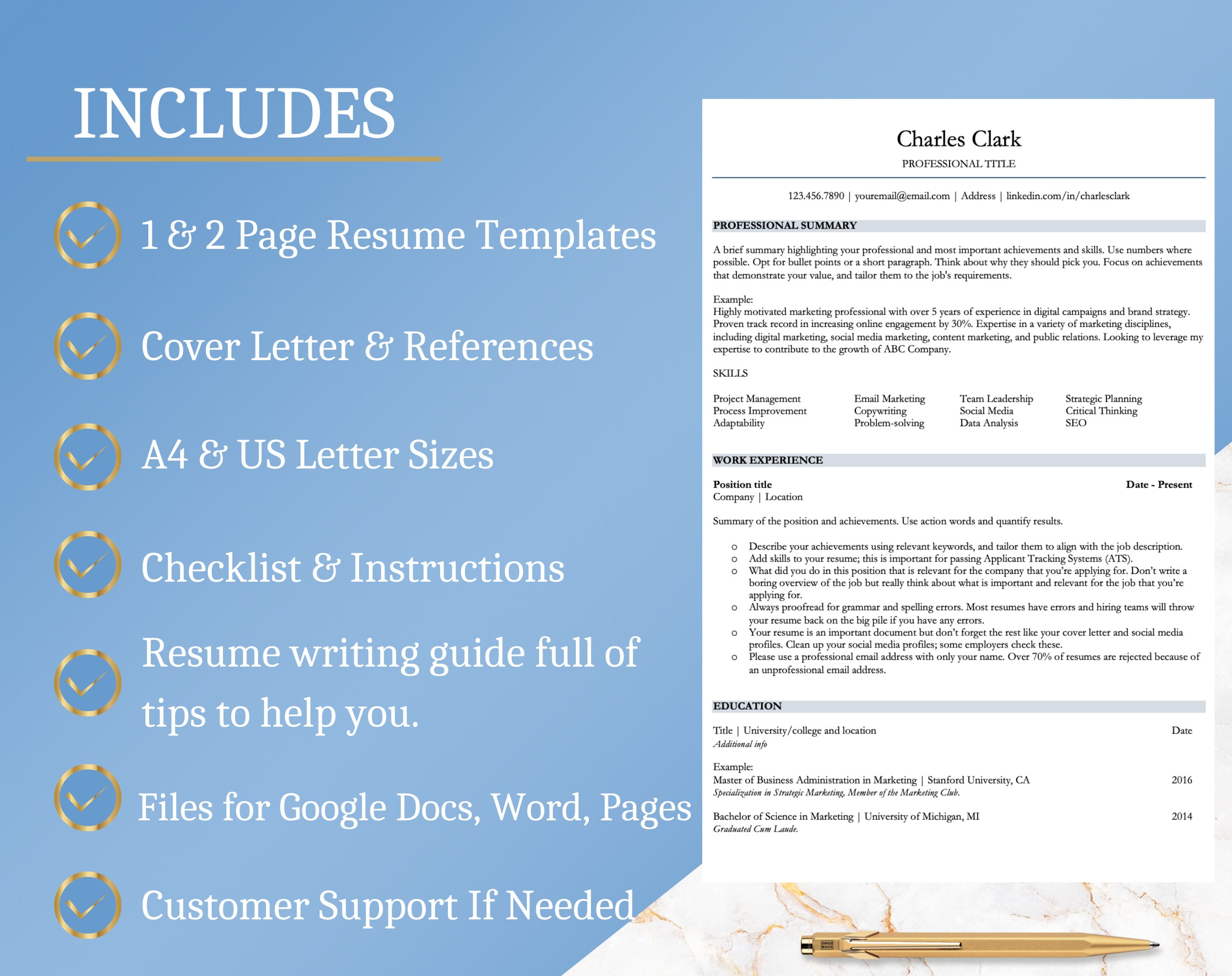 Simple ATS Resume Format Download in Ms Word, Google Docs, Pages, ATS ...