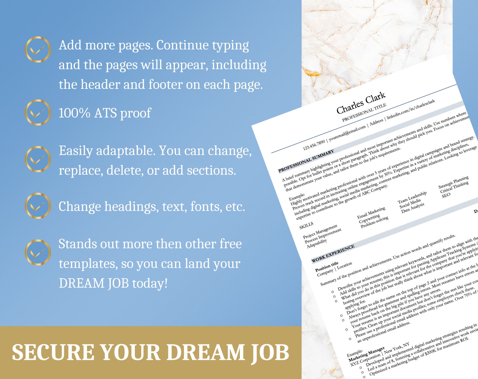 Simple ATS Resume Format Download in Ms Word, Google Docs, Pages, ATS ...