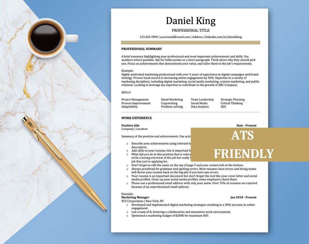 Formato de currículo profissional, modelo de currículo amigável ATS ...