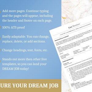 ATS Friendly Resume Template for Word, Pages, Google Docs, One Column ...