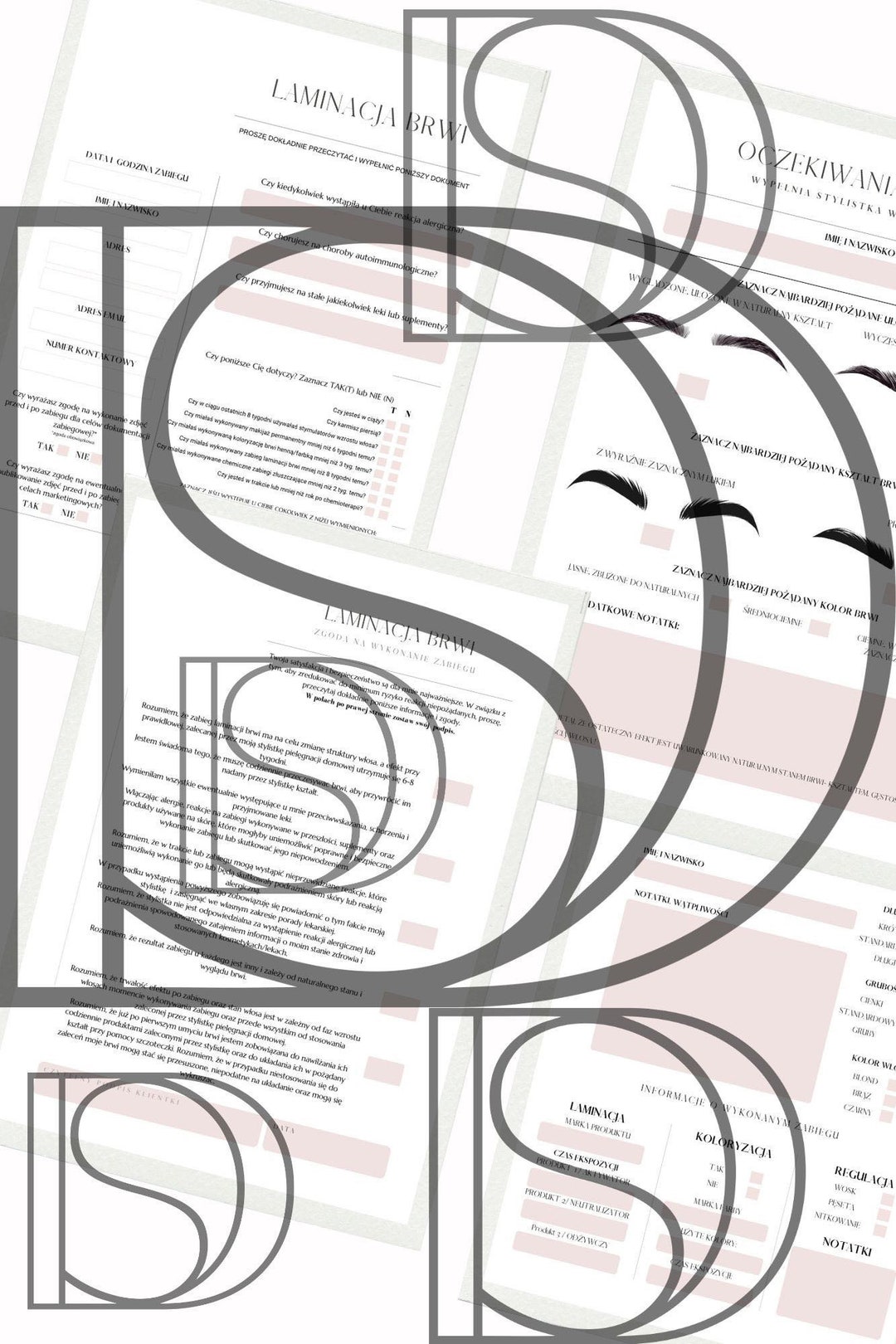 Digital Clients Consent Form Salon Helper Brow Design Lamination Tint ...