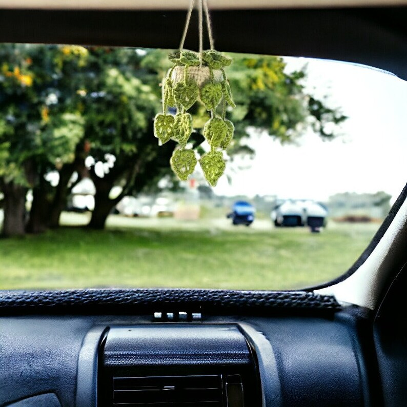 Daisy Crochet Plant Car Hanging Car Accessories, Succulent Car Hanging ...