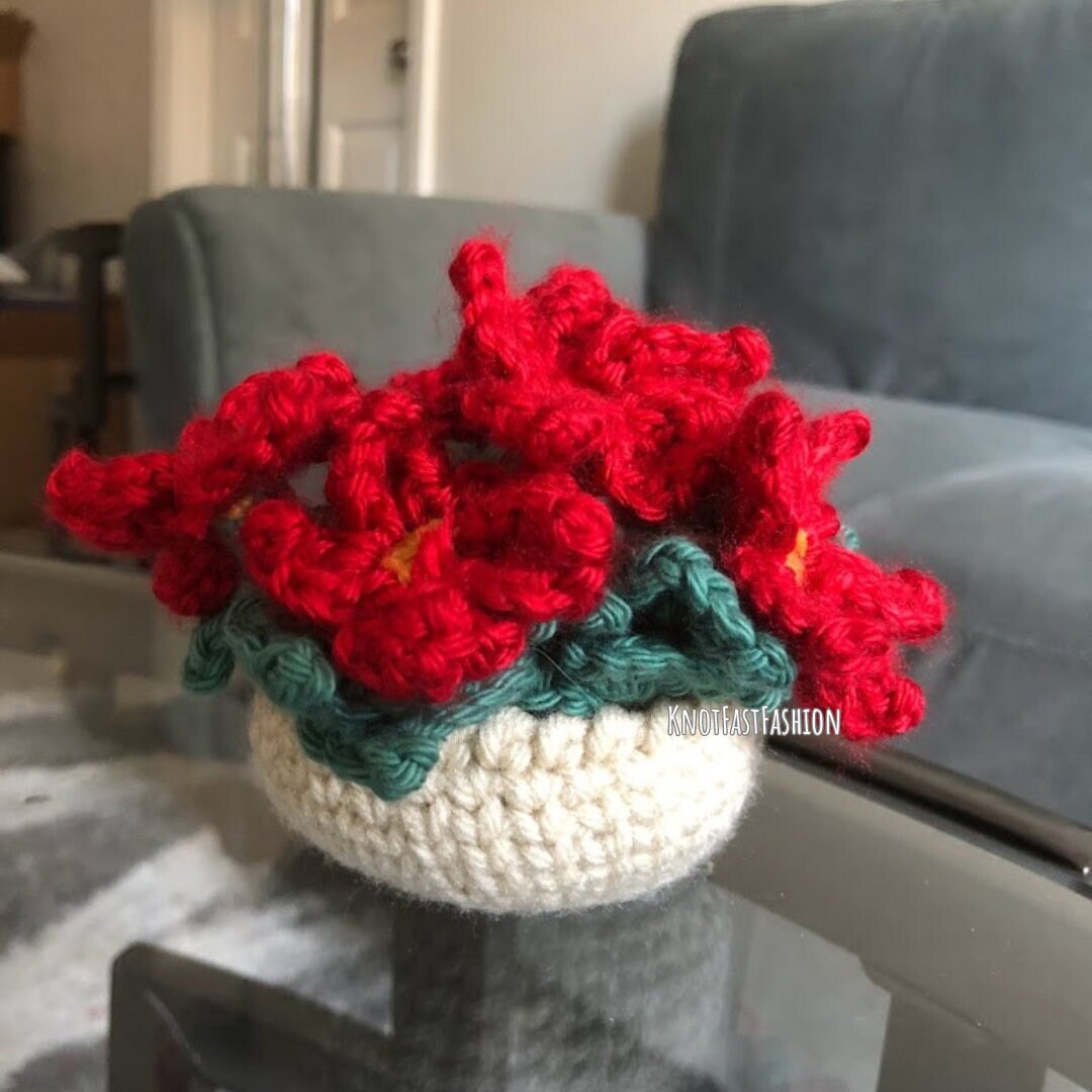 Poinsettia Bouquet Coaster Set PDF Written Crochet Pattern, Two Sizes ...