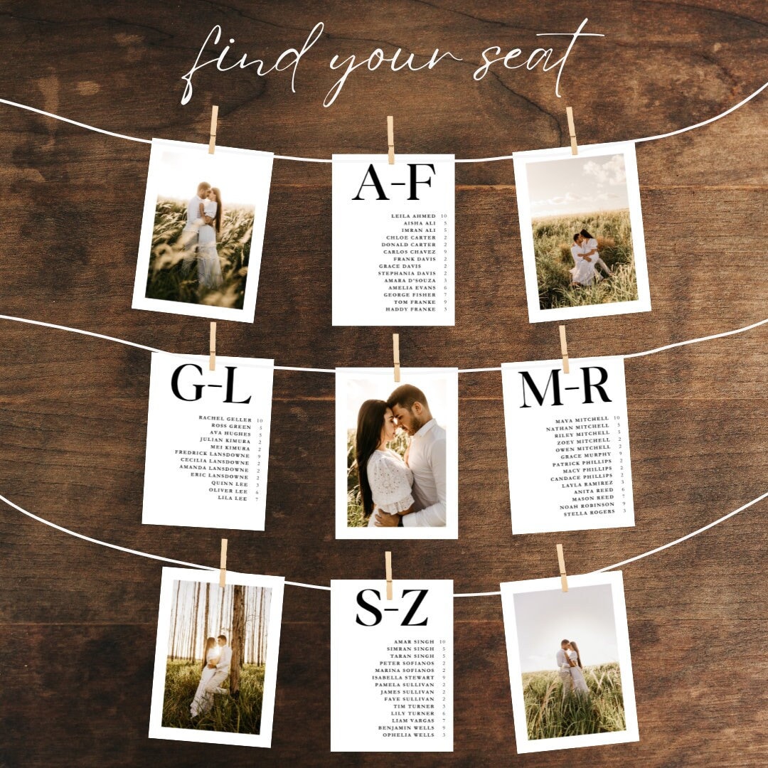 Seating Chart for Wedding Seating Chart Alphabetical Seating Chart ...