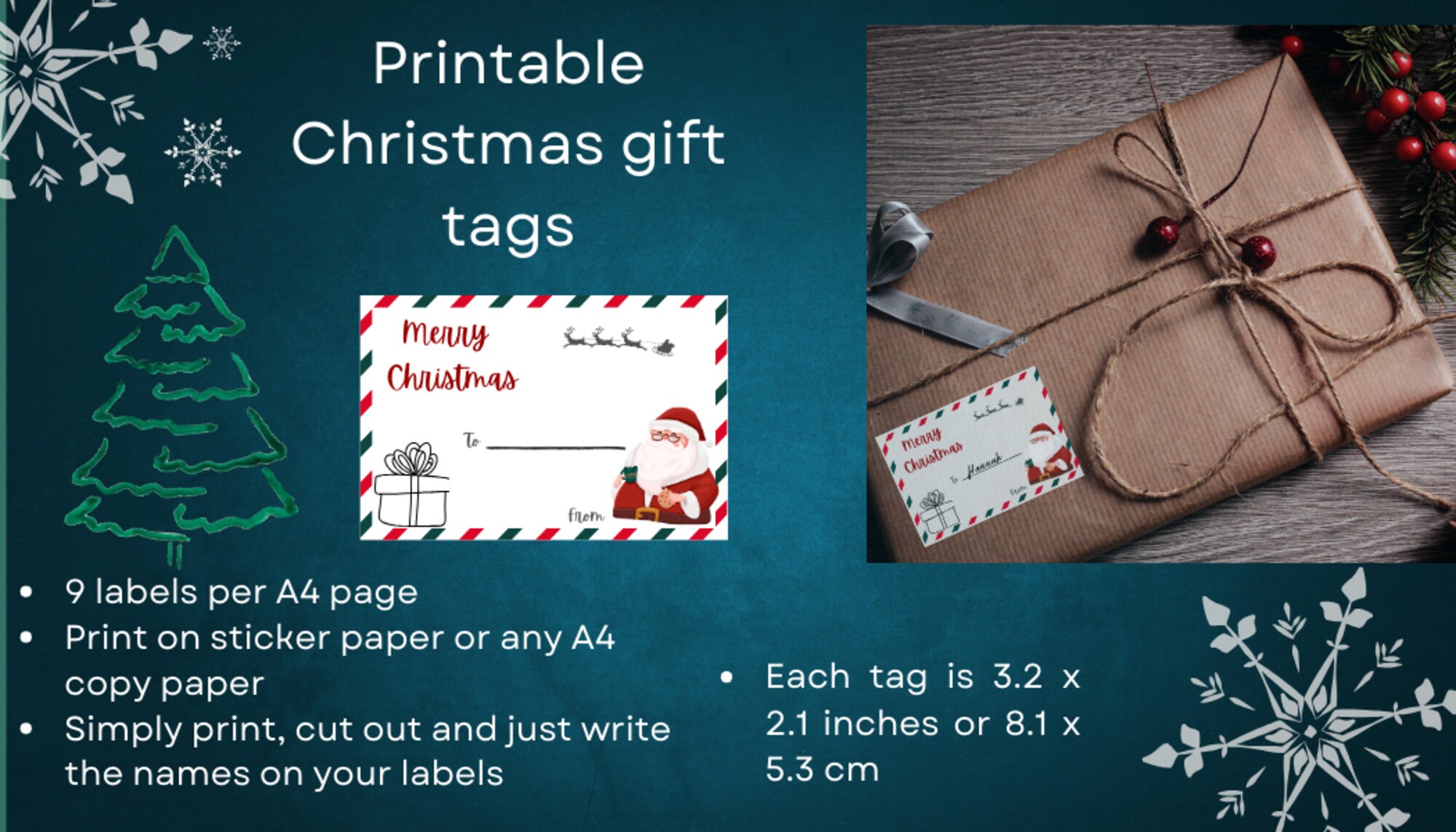 Printable Christmas Gift Labels, Christmas Present Labels, Name Tags ...