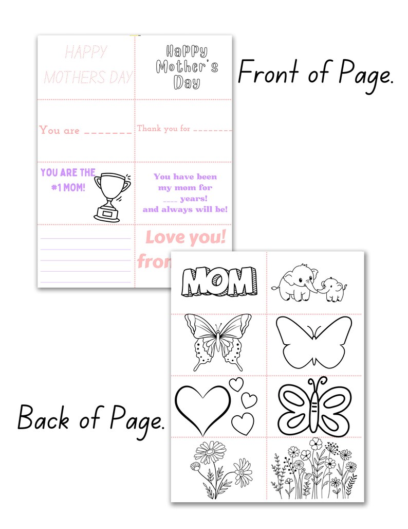 Printable Mother's Day Card, Coloring Page, and Envelope in One ...