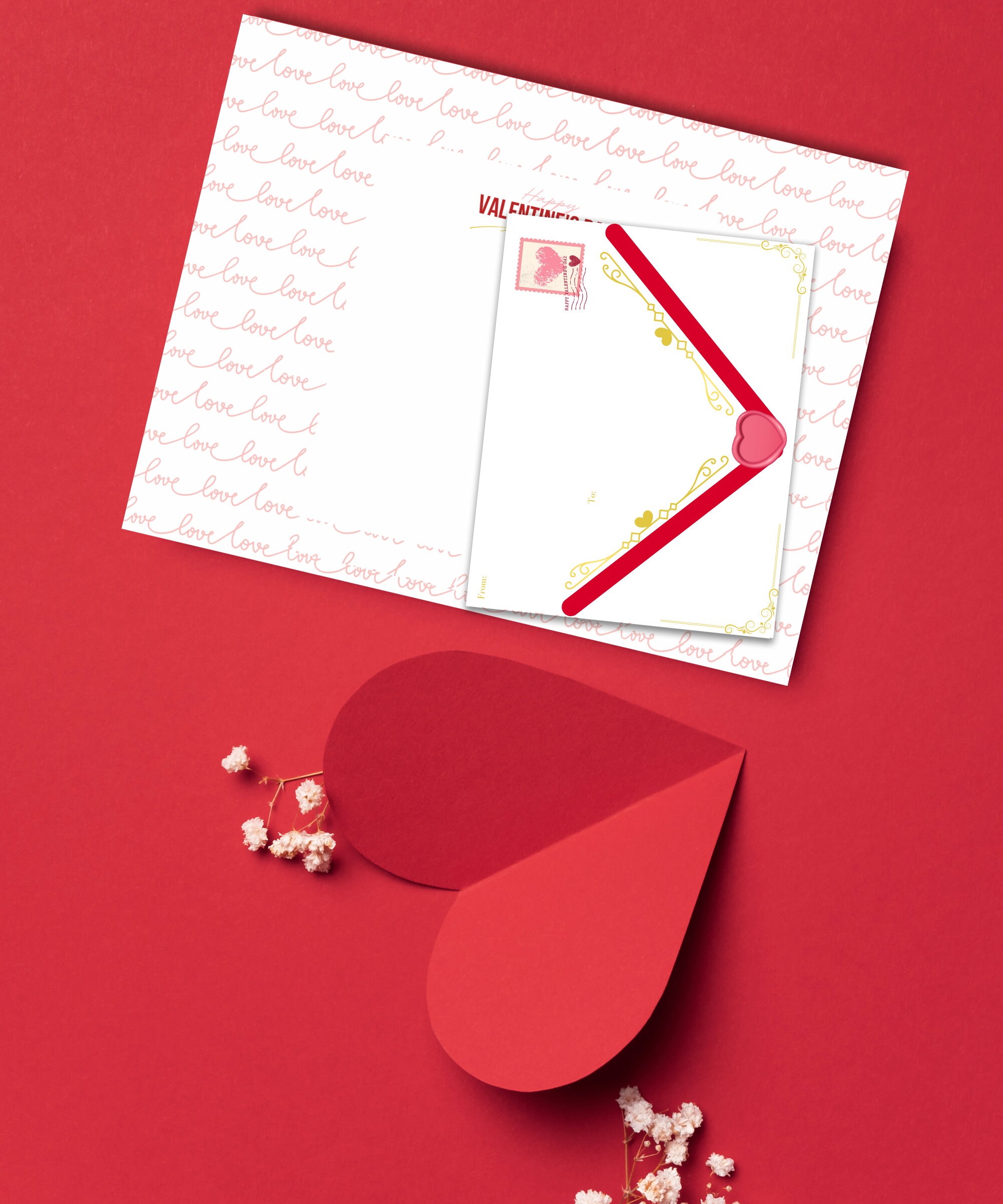 Valentines Day Card and Envelope in One - Etsy