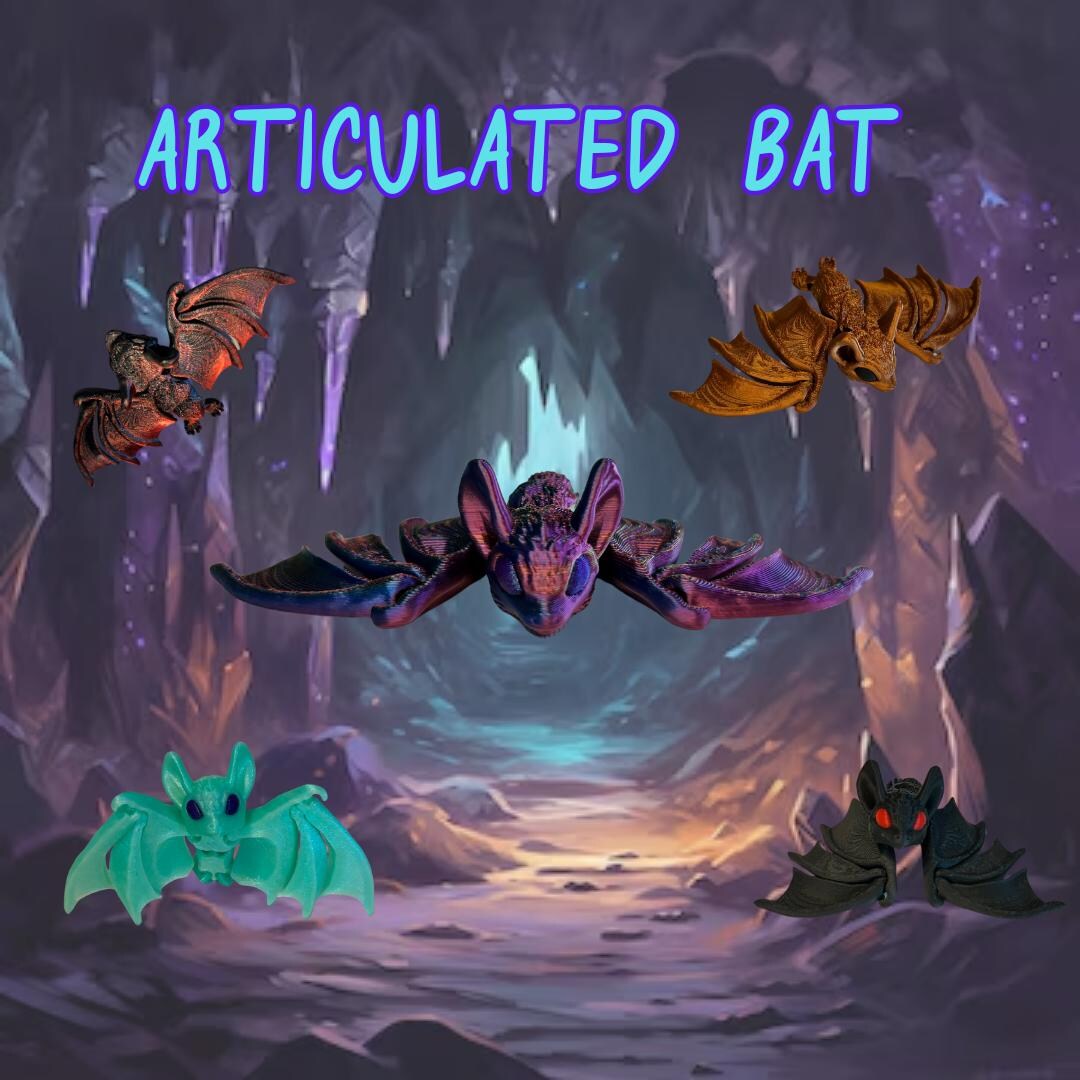 Articulated Fidget Bat / Flexible Bat Toy / Posable Creature Figurine ...