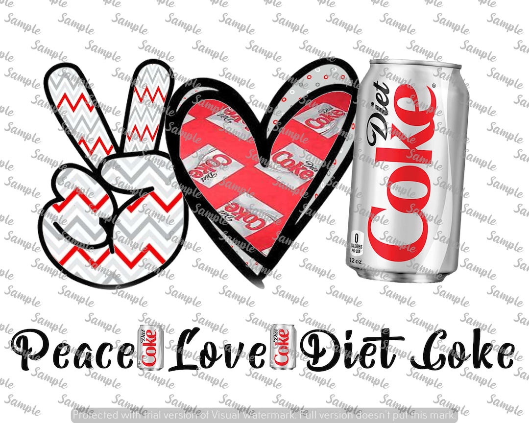 Peace Love Diet Coca Cola Coke PNG & JPG Files Iron Transfer Heat Press ...