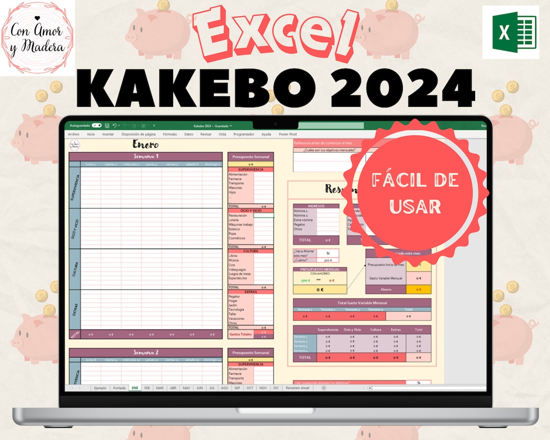 Kakebo 2024 Digital Excel, Domestic Account Book, Economy, Easy Finance ...