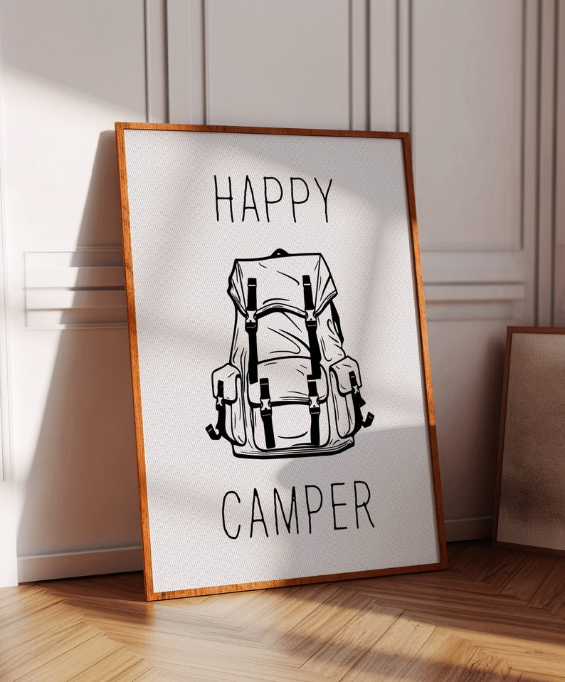 Happy Camper-digital Downloadable Print, Vintage Camping Wall Art ...