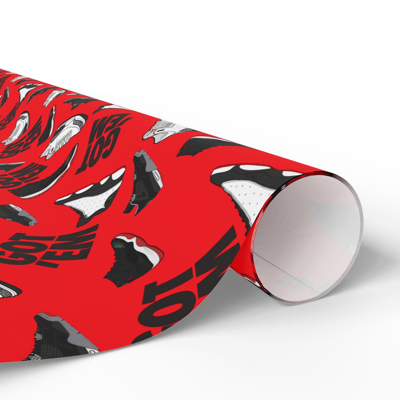 Sneaker Pattern Wrapping Paper | Red Shoe Print Gift Wrap Roll - Etsy
