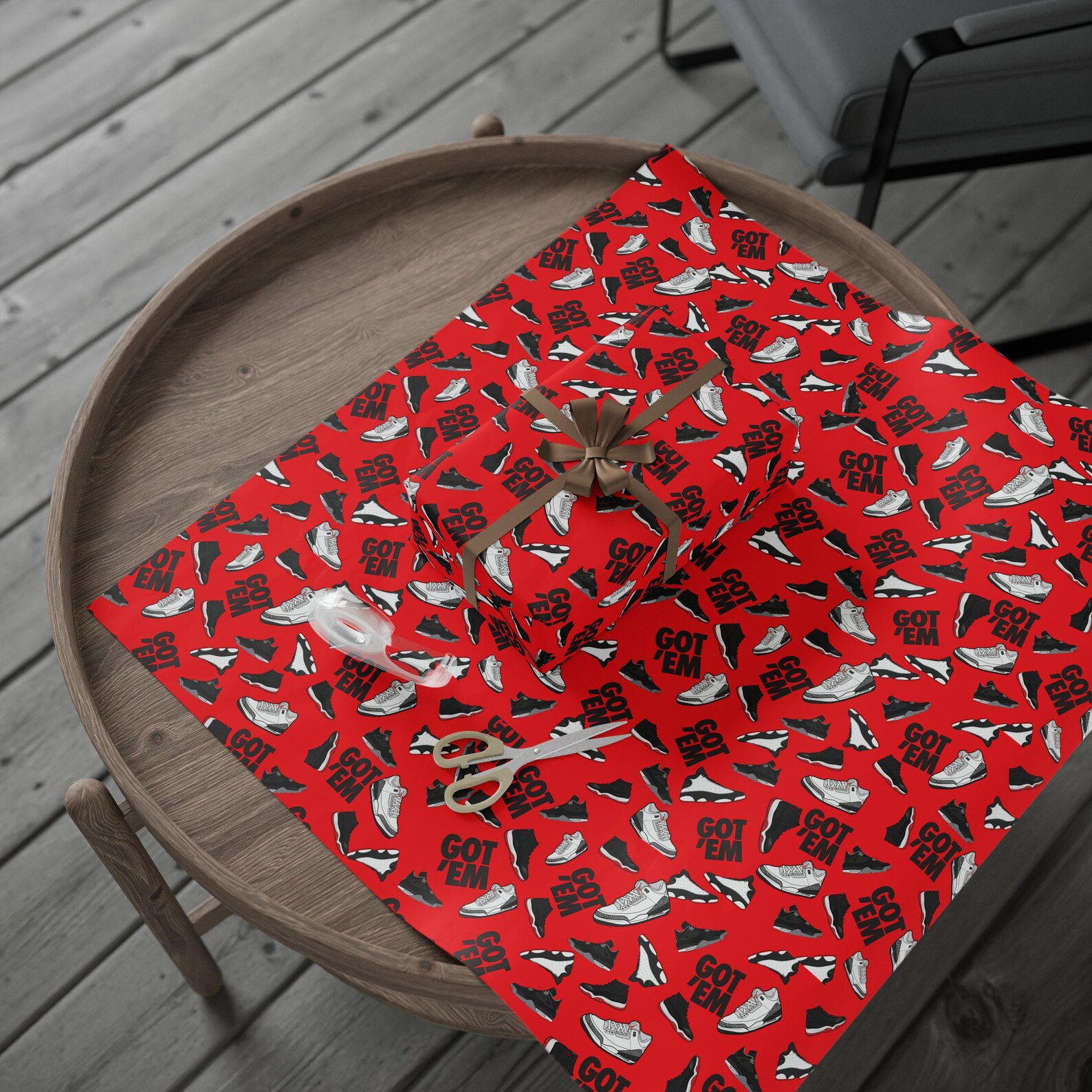Sneaker Pattern Wrapping Paper | Red Shoe Print Gift Wrap Roll - Etsy