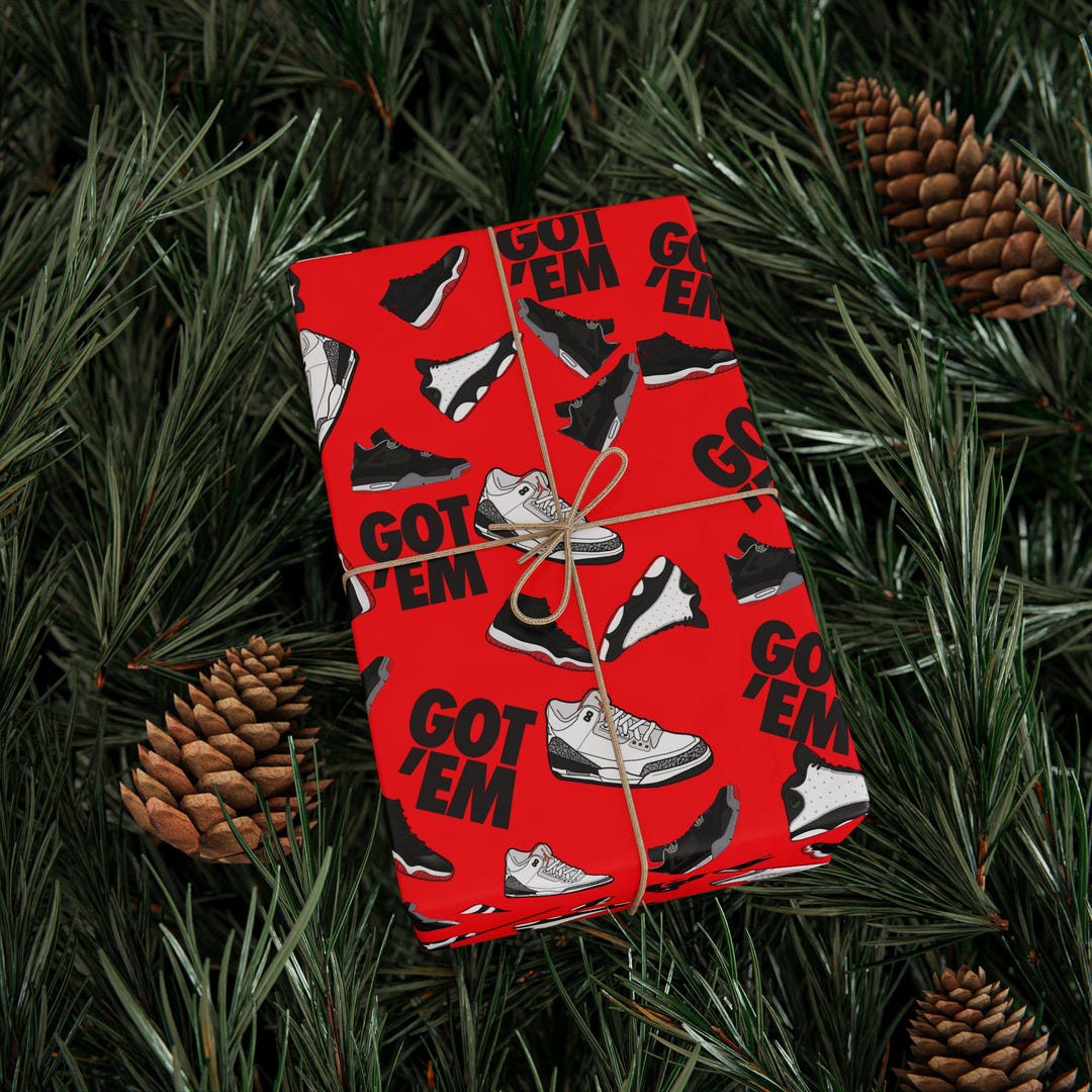 Sneaker Pattern Wrapping Paper | Red Shoe Print Gift Wrap Roll - Etsy