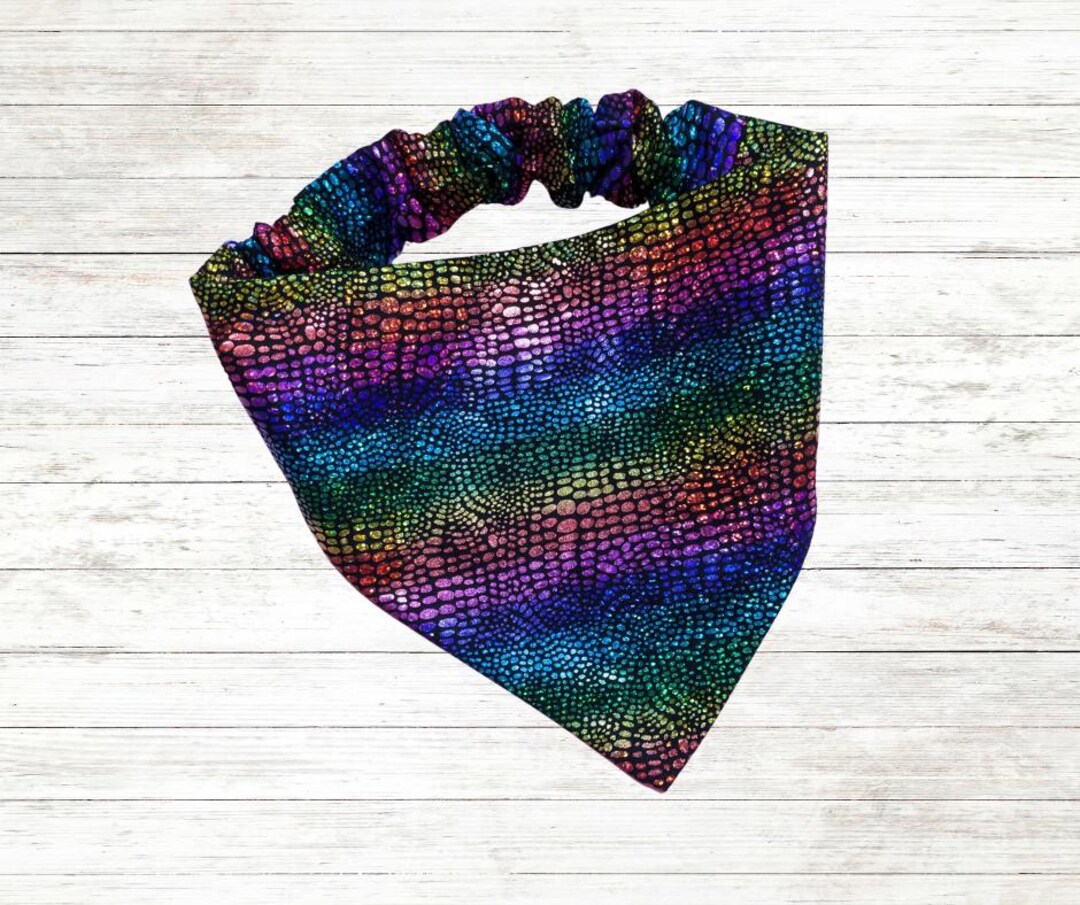 Rainbow Snakeskin Print, Shiny, Pet Accessories, Dog Mom, Scrunchie Dog ...
