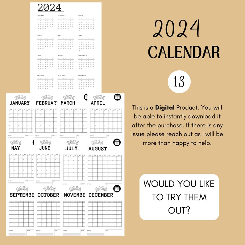 Simple Printable Calendar 2024 Monthly Calendar Calendar 2024 A4 ...