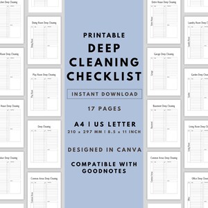 Printable Deep Cleaning Checklist Minimalist Instant Download Deep ...