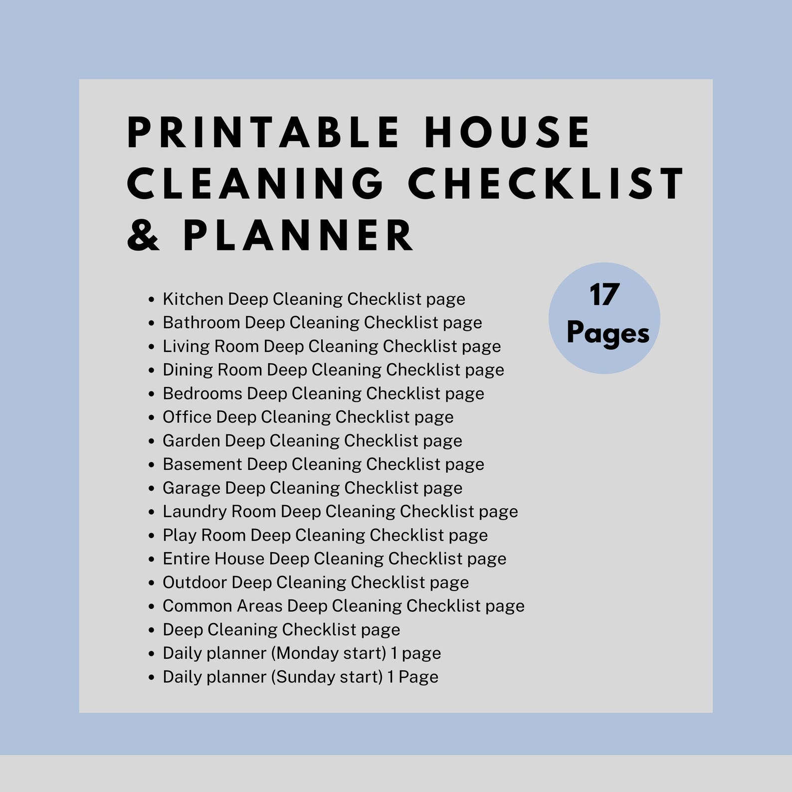 Printable Deep Cleaning Checklist Minimalist Instant Download Deep ...