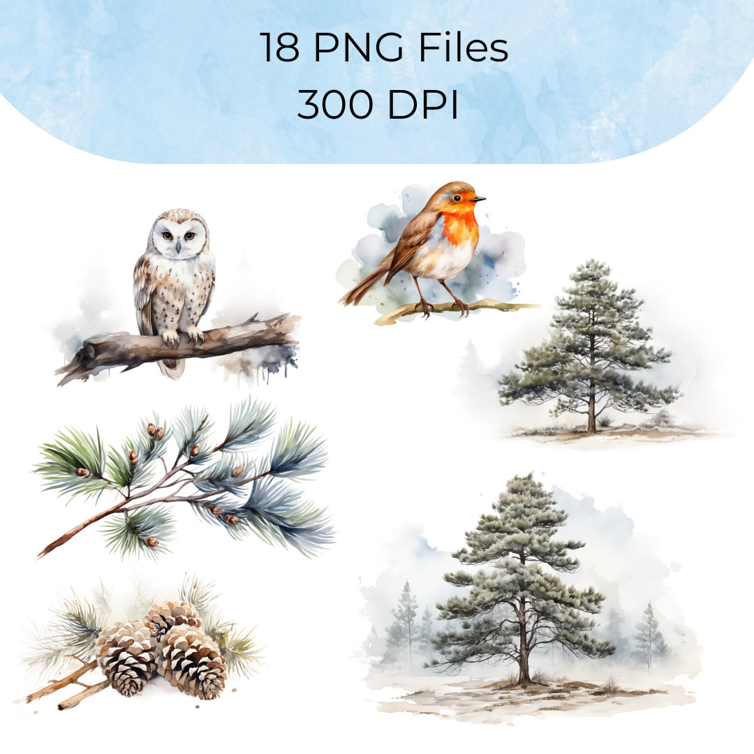 Woodland Creatures Winter Animals Clipart | Watercolor Style Clipart ...