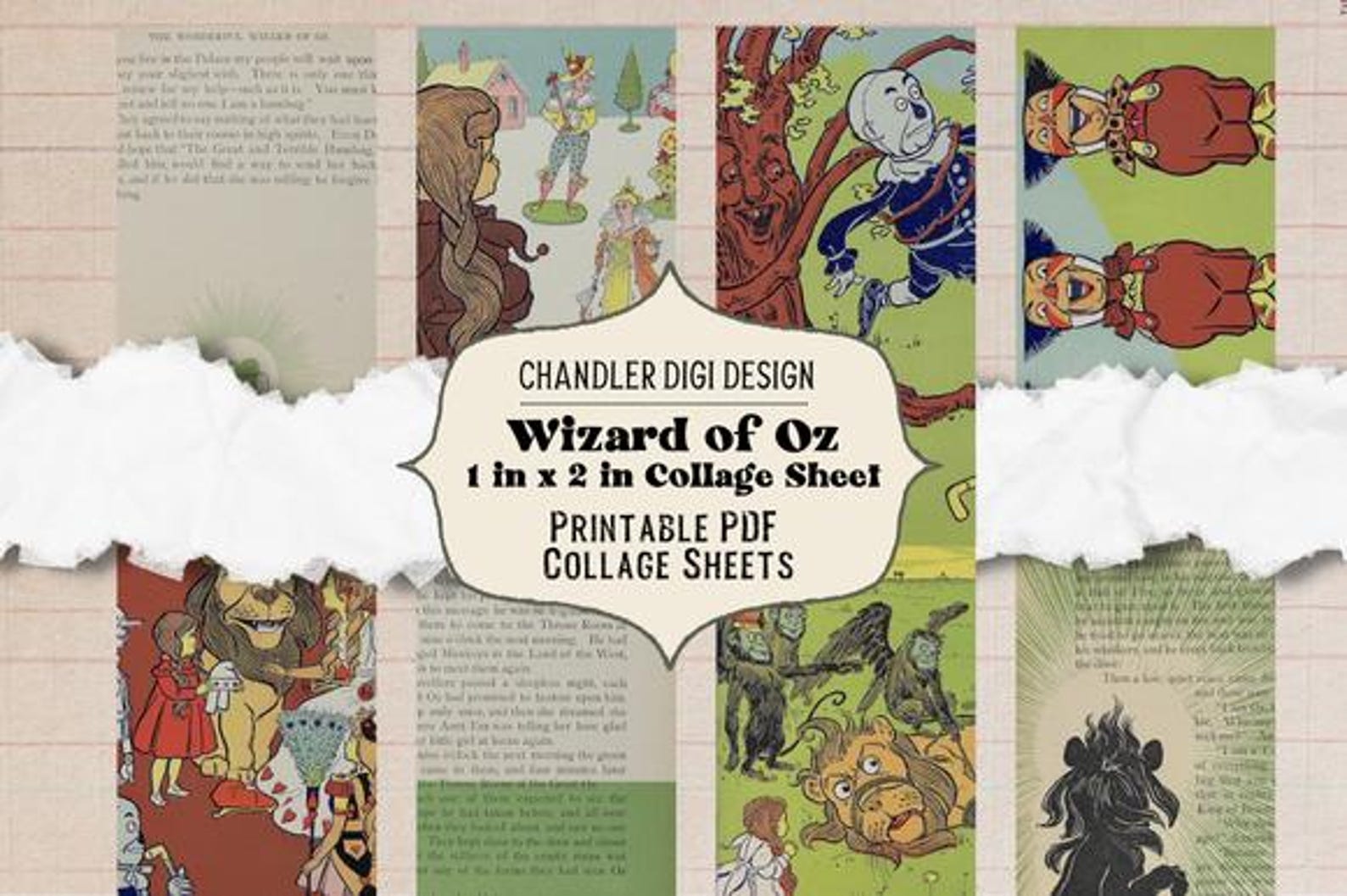 Wizard of Oz Collage Sheet Digital Download | Digital Ephemera for Junk ...