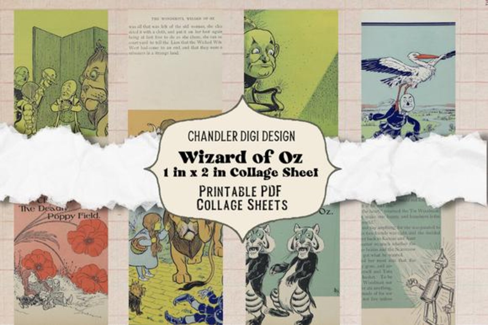 Wizard of Oz Collage Sheet Digital Download | Digital Ephemera for Junk ...