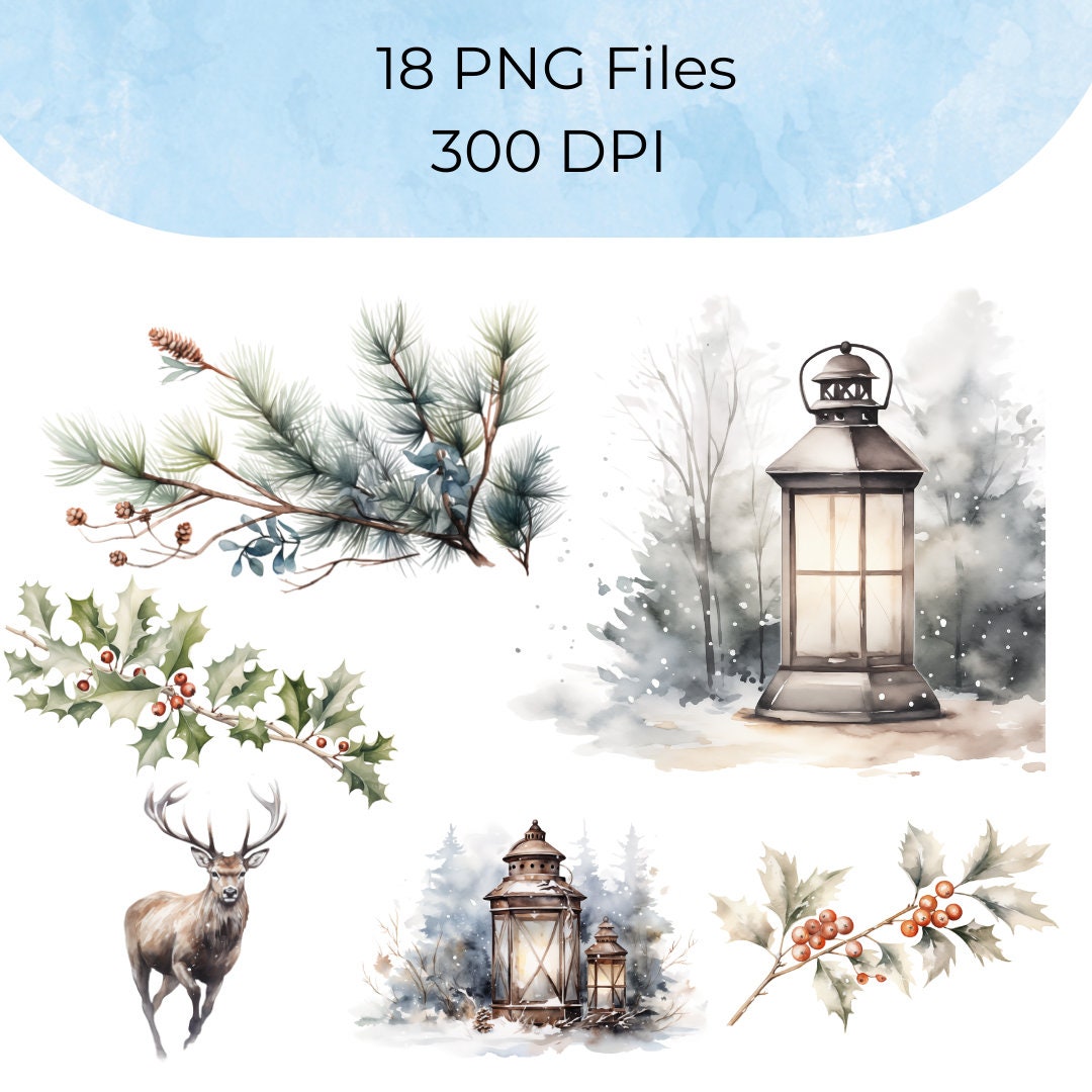 Woodland Creatures Winter Animals Clipart | Watercolor Style Clipart ...