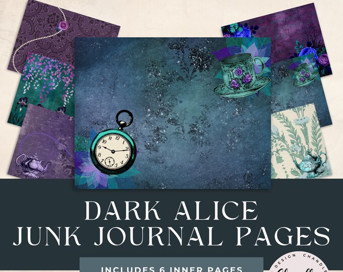 Dark Alice in Wonderland | Junk Journal Base Full Paper | Ephemera ...