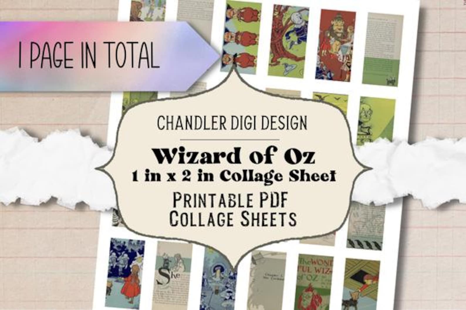 Wizard of Oz Collage Sheet Digital Download | Digital Ephemera for Junk ...
