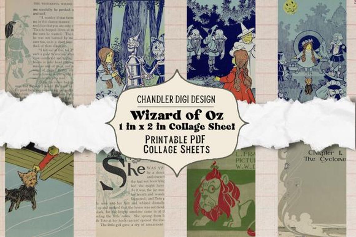 Wizard of Oz Collage Sheet Digital Download | Digital Ephemera for Junk ...