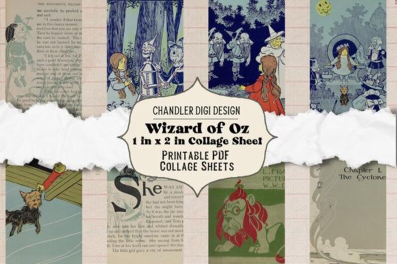 Wizard of Oz Collage Sheet Digital Download | Digital Ephemera for Junk ...