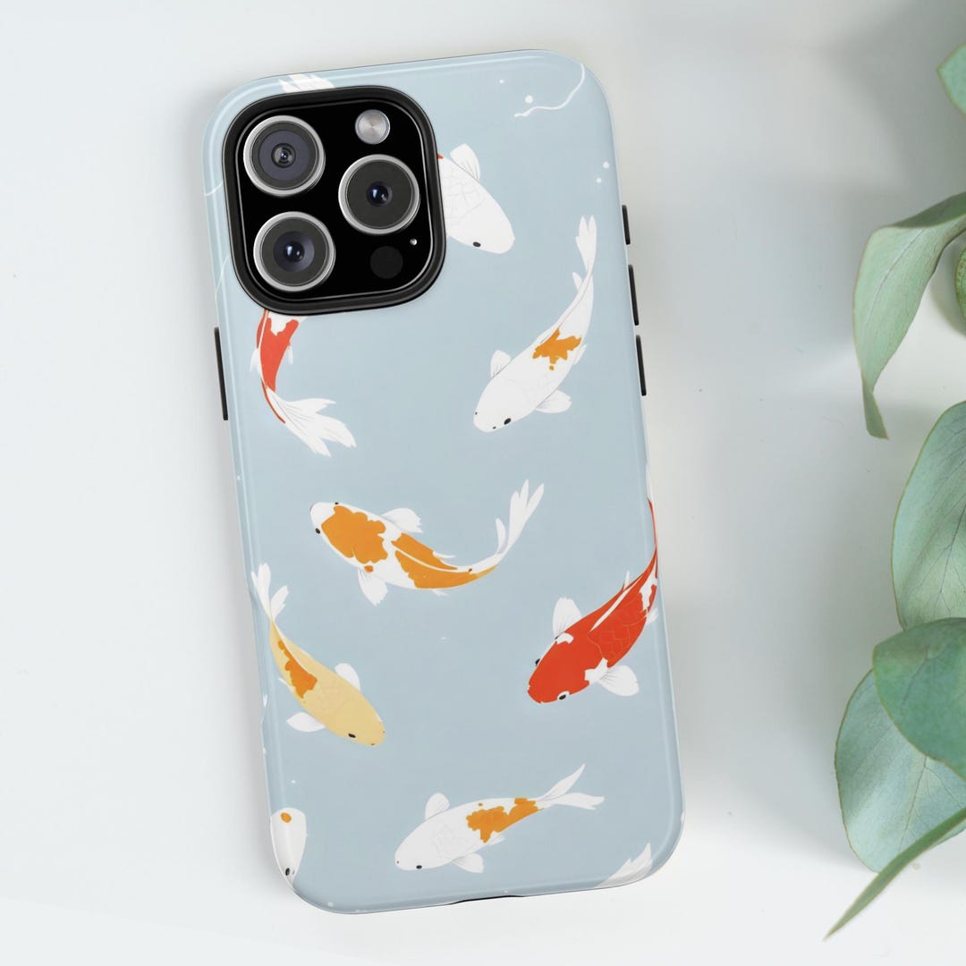 Koi Fish Phone Case, Japanese Design Tough Phone Case, Floral Design ...