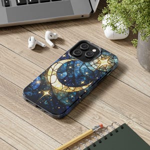 Moon and Stars Phone Case, Starry Night Emulates Stained Glass ...