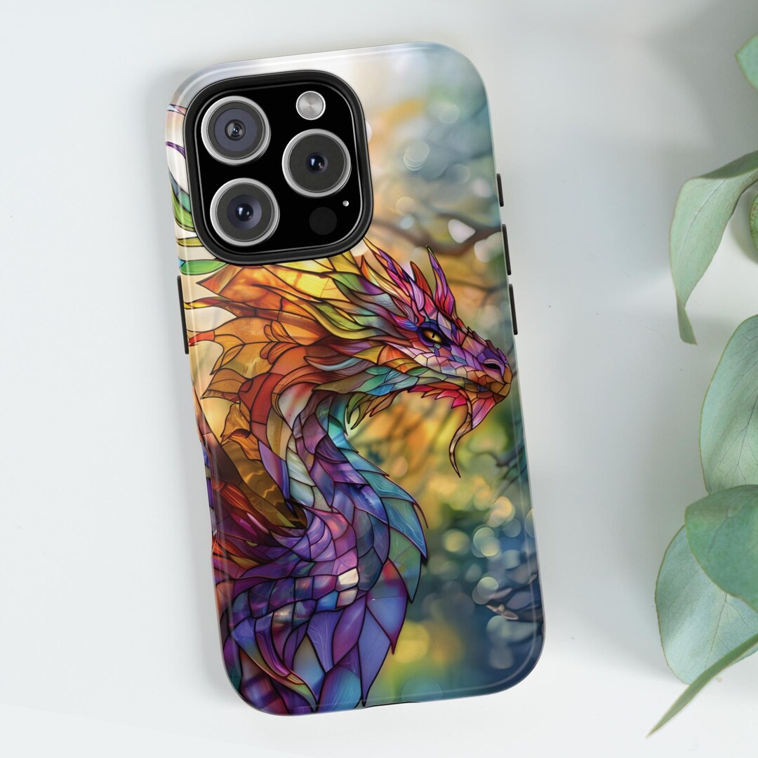 Iridescent Stained Glass Dragon Phone Case Gift for Dragon Lover ...