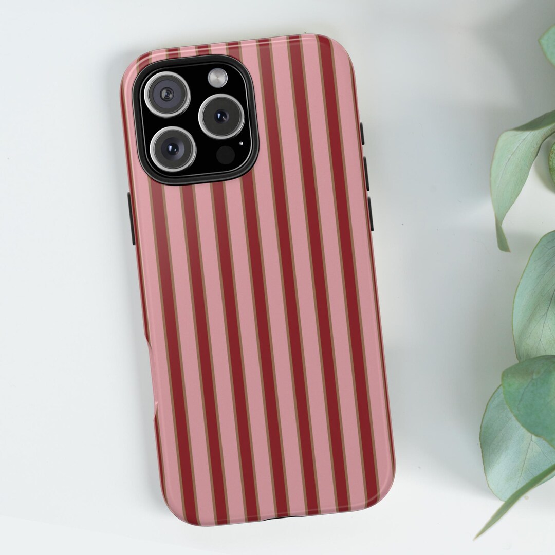 Striped Red and Pink Phone Case, Cherry Lines Phone Case, Trendy Design ...
