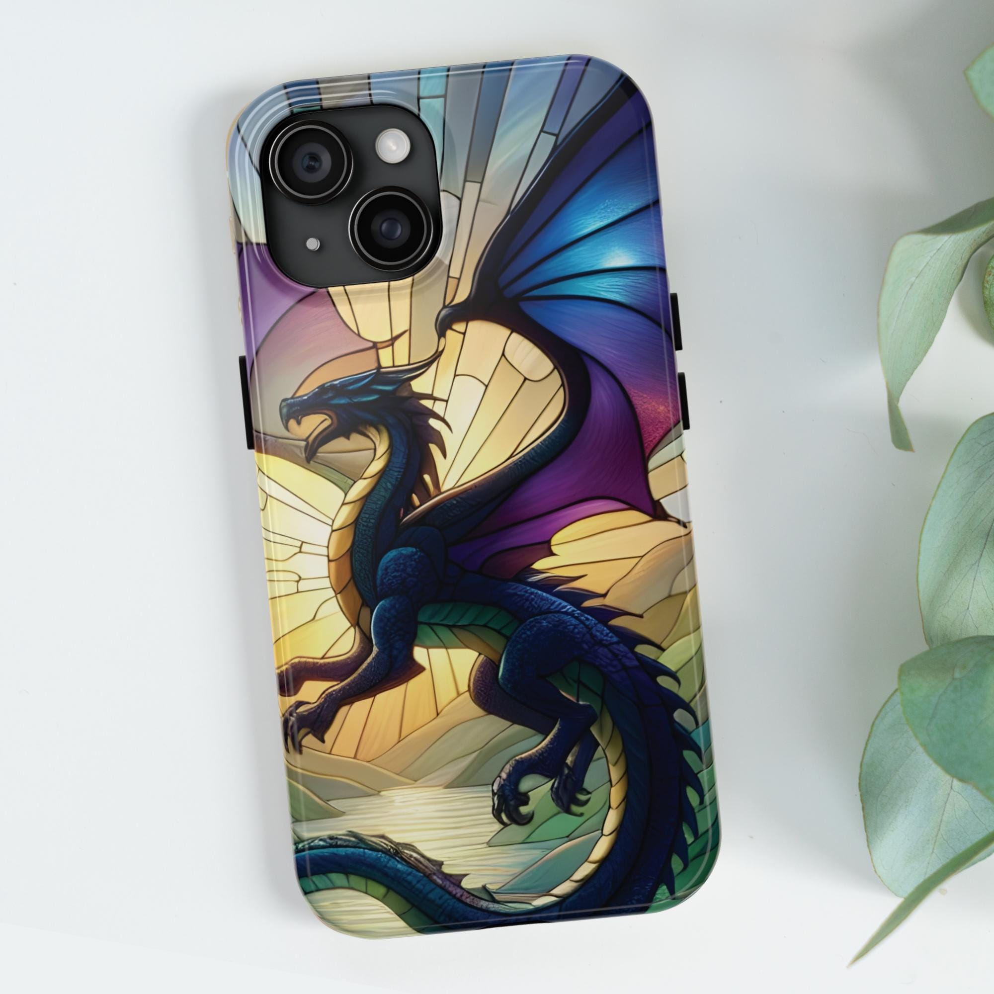 Stained Glass Dragon Phone Case for Dragon Lovers, iPhone 15 14 13 12 ...