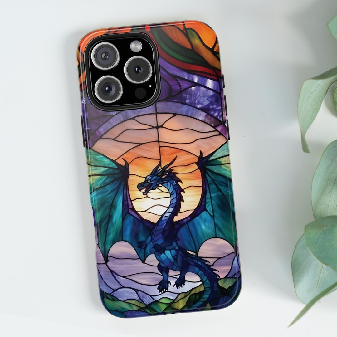 Stained Glass Dragon Phone Case, Dragon Stained Glass Effect, iPhone 16 ...