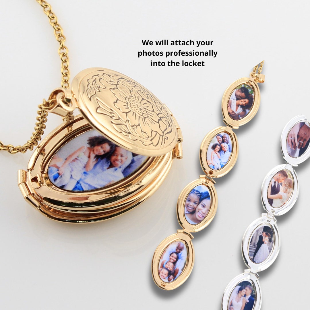 4 Photo Locket Necklace, Personalized Photo Locket, Picture Locket ...