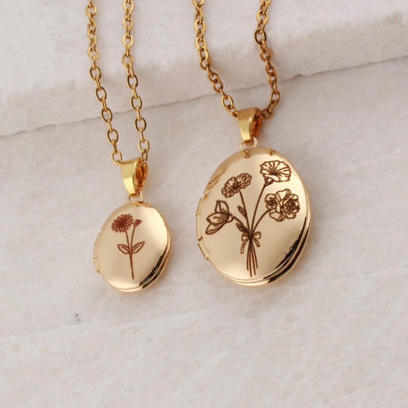 Photo Locket Necklace With Engraving, Personalized Tiny Locket With ...
