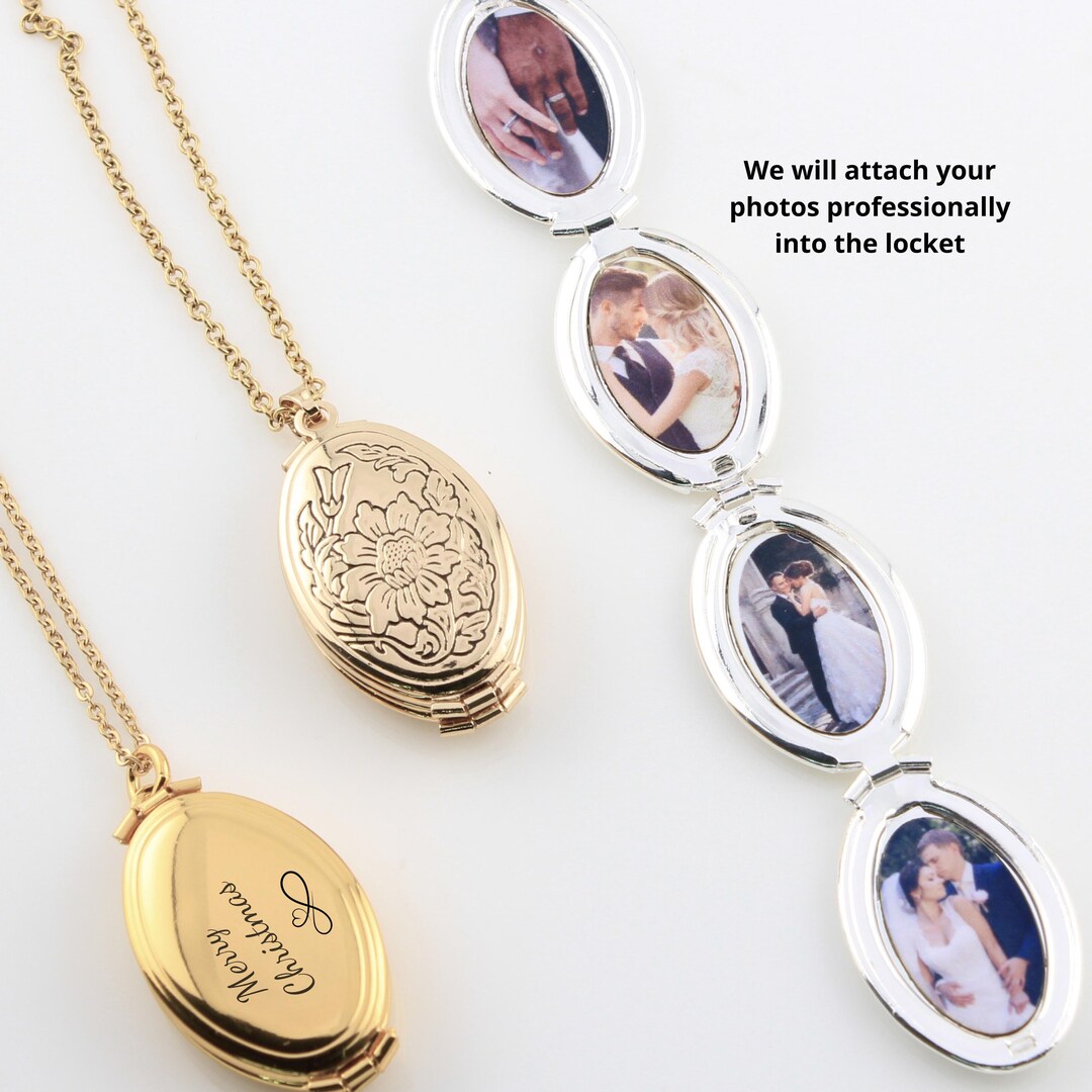 4 Picture Locket Necklace, Personalized 4 Photo Locket, Photo Locket ...