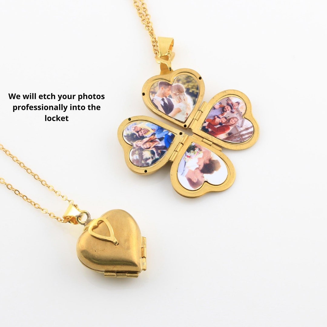 Vintage Photo Locket Necklace, Heart Photo Locket, 4 Photo Locket ...